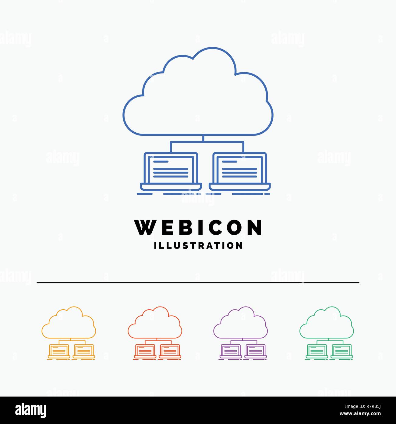 Cloud Network Server Internet Data 5 Color Line Web Icon Template