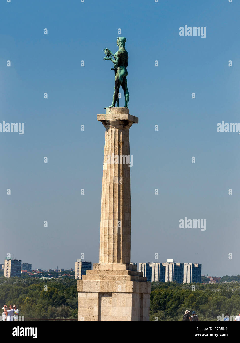 Statue of pobednik victor in the kalemegdan fortress hi-res stock ...