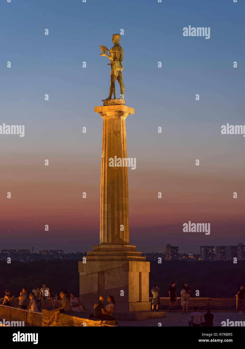Statue of the Victor Pobednik in the fortress Kalemegdan, Belgrade ...