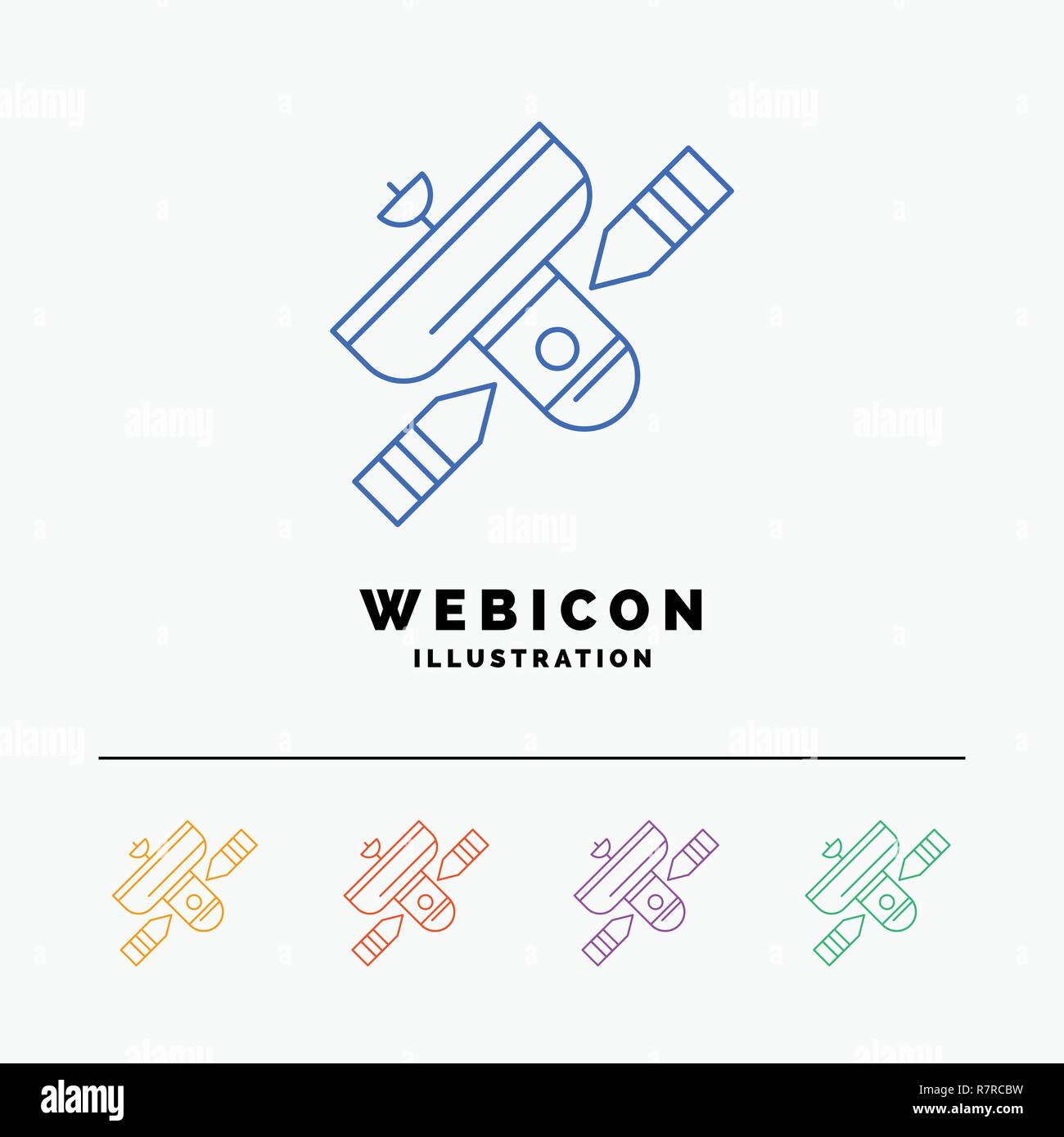 Broadcast Broadcasting Radio Satellite Transmitter 5 Color Line Web Icon Template Isolated