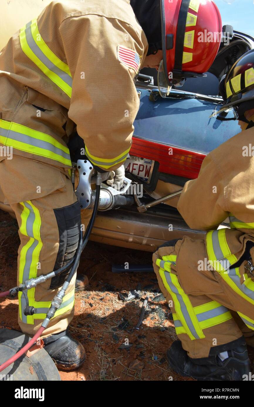 Firefighters from the 507th Civil Engineer Squadron participate in a ...