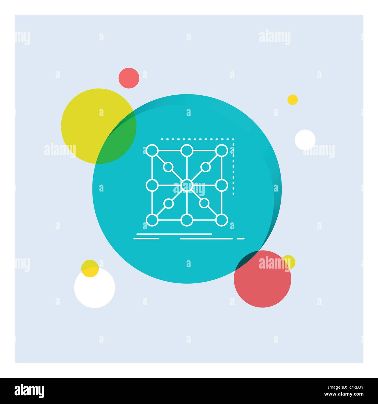 Data Framework App Cluster Complex White Line Icon Colorful Circle Background Stock Vector