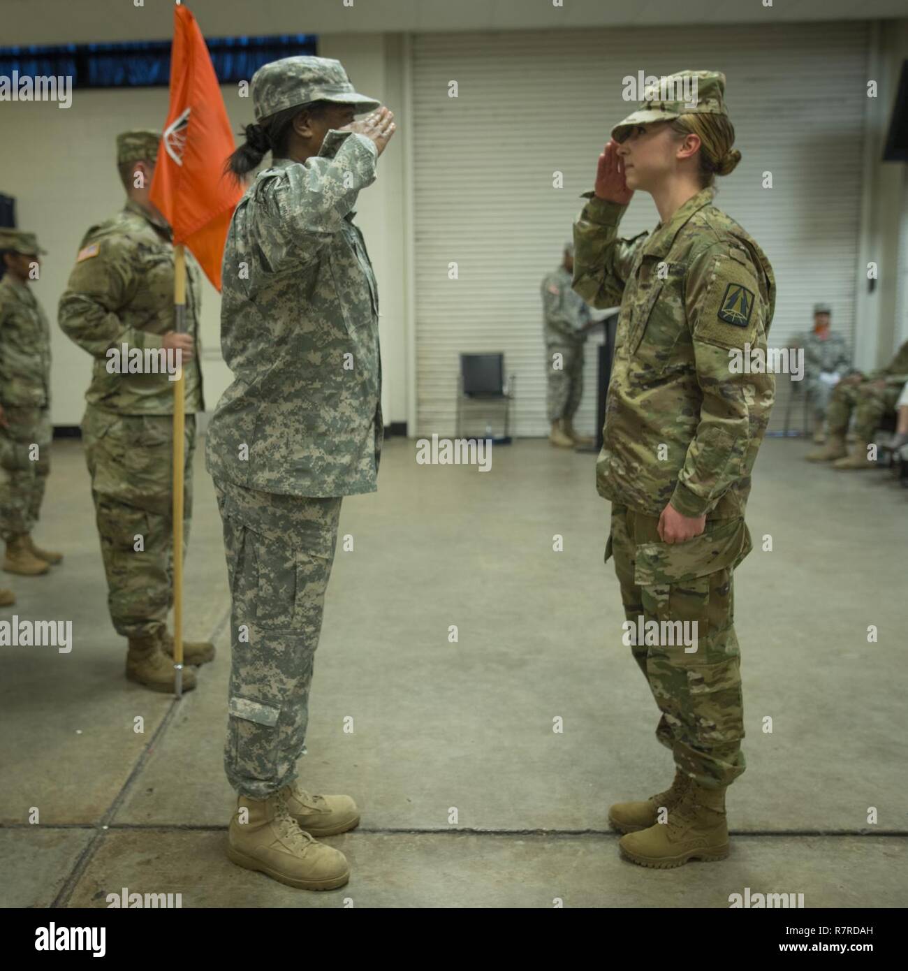 U.S. Army Reserve Capt. Bianca Lane (right), the new commander of ...