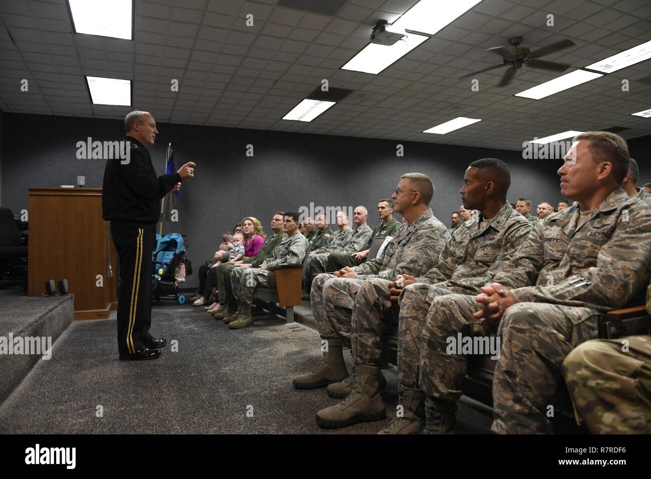 U.S. Army Maj. Gen. Greg Lusk (left), the Adjutant General of North Carolina, commander of the ...