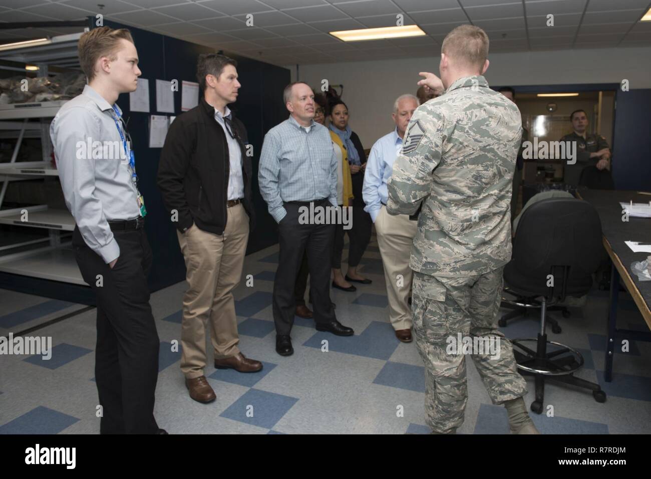A group of representatives from United Airlines at Dulles International ...
