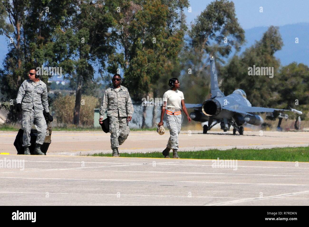 U.S. Air Force Airmen from the 482nd Fighter Wing prepare for a sortie ...
