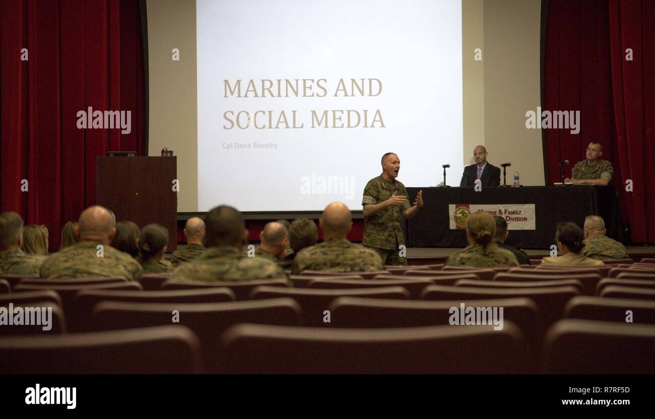 Marines and civilians listen as Lt. Gen. Mark A. Brilakis, deputy ...