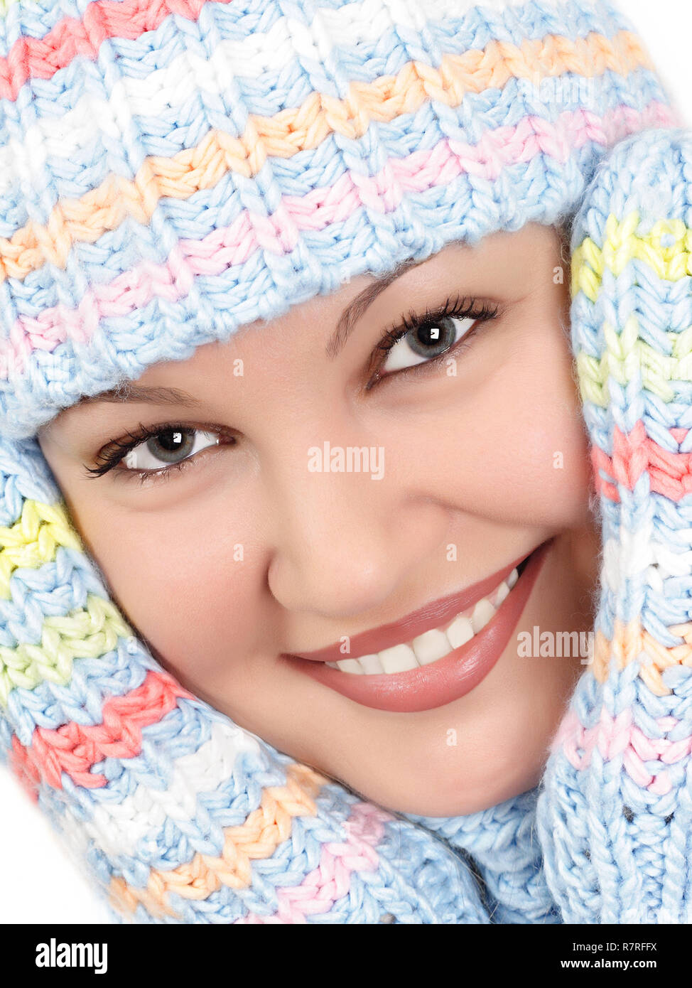 Young smiling woman with winter clothing Stock Photo - Alamy