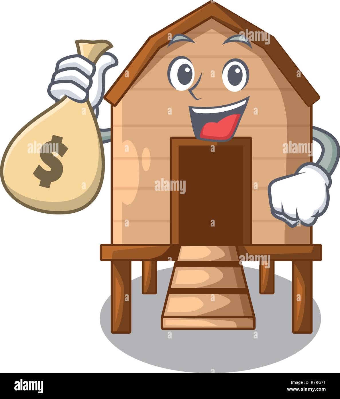 With money bag cartoon chicken the in coop shape Stock Vector Image ...