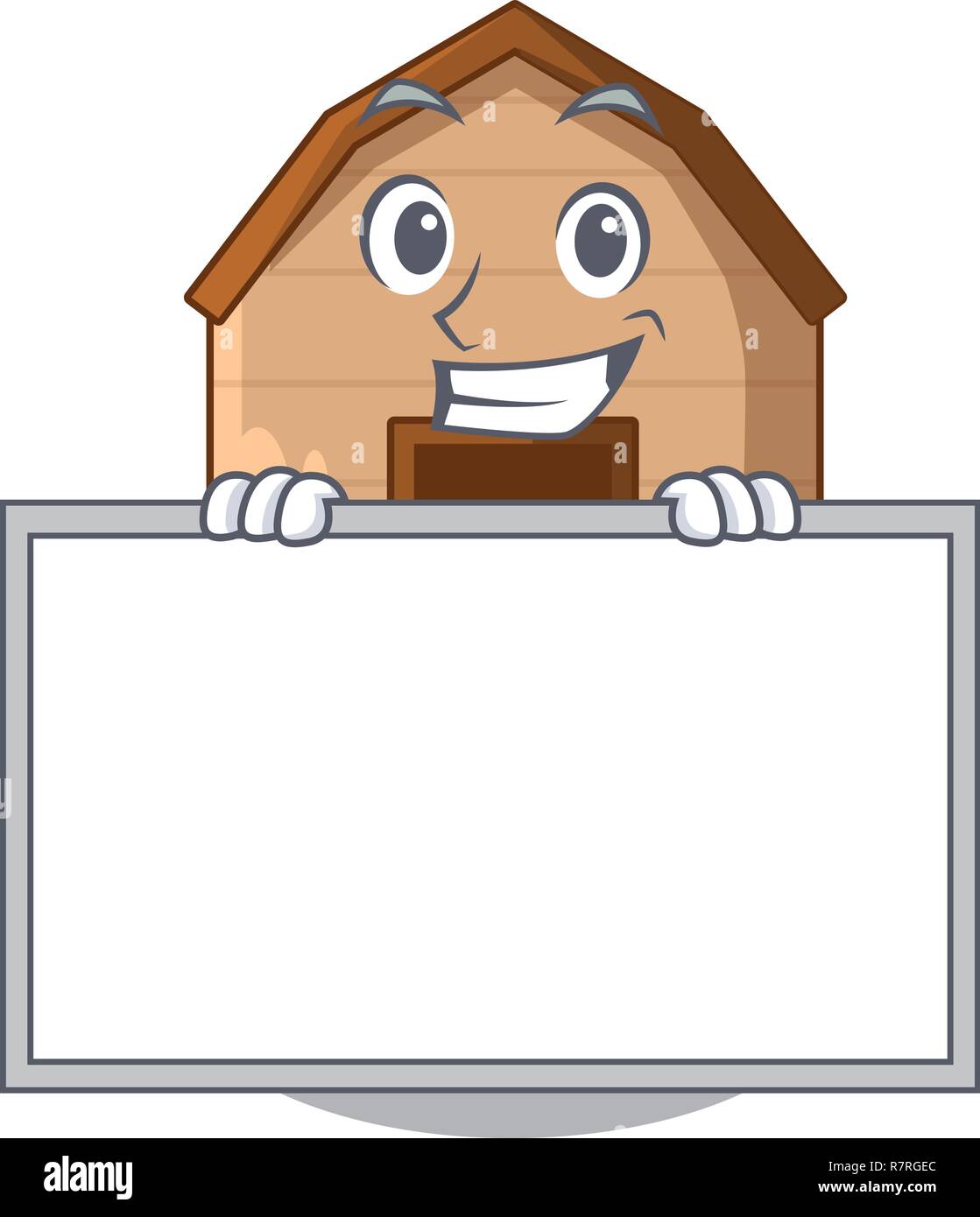 Grinning with board cartoon chicken the in coop shape Stock Vector ...