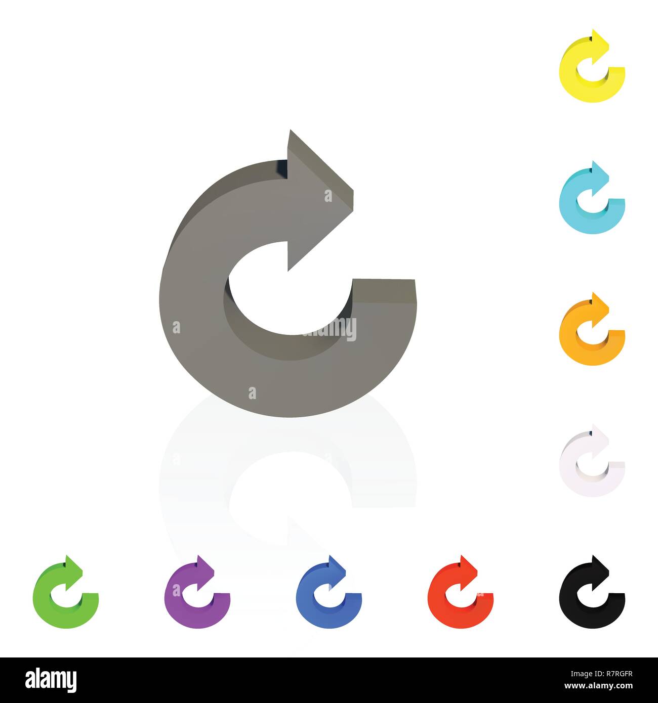 Set of arrows. 3D. The direction of rotation. Vector illustration Stock ...