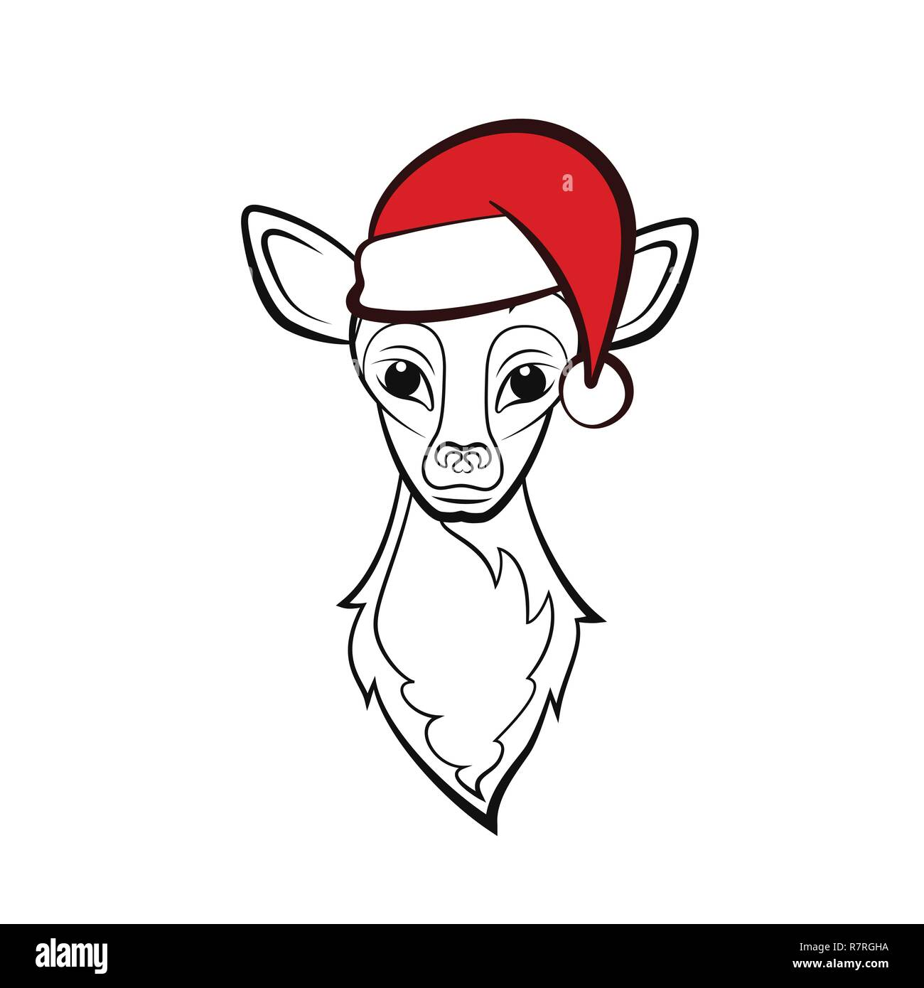 Head of a young reindeer. Vector illustration. New Year animals Stock ...