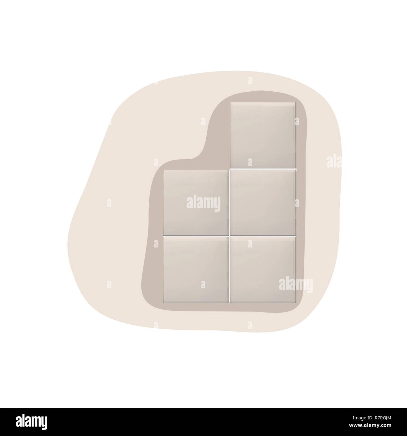 Ceramic Tile with seam Filling, adhesives layer and wall. Vector ...