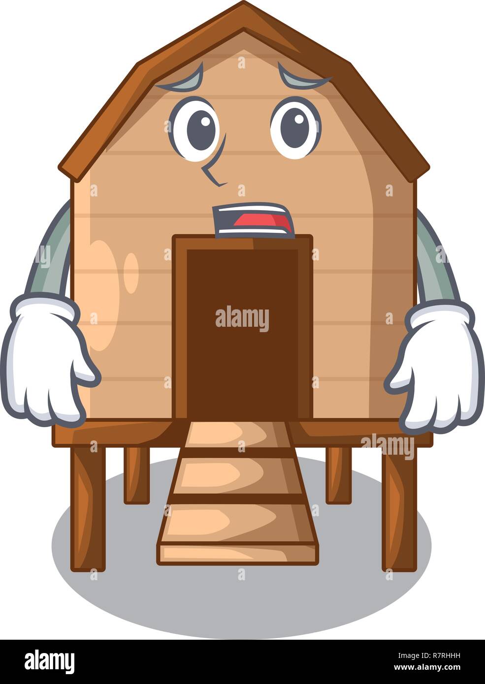 Afraid chicken in a on charater coop Stock Vector Image & Art - Alamy
