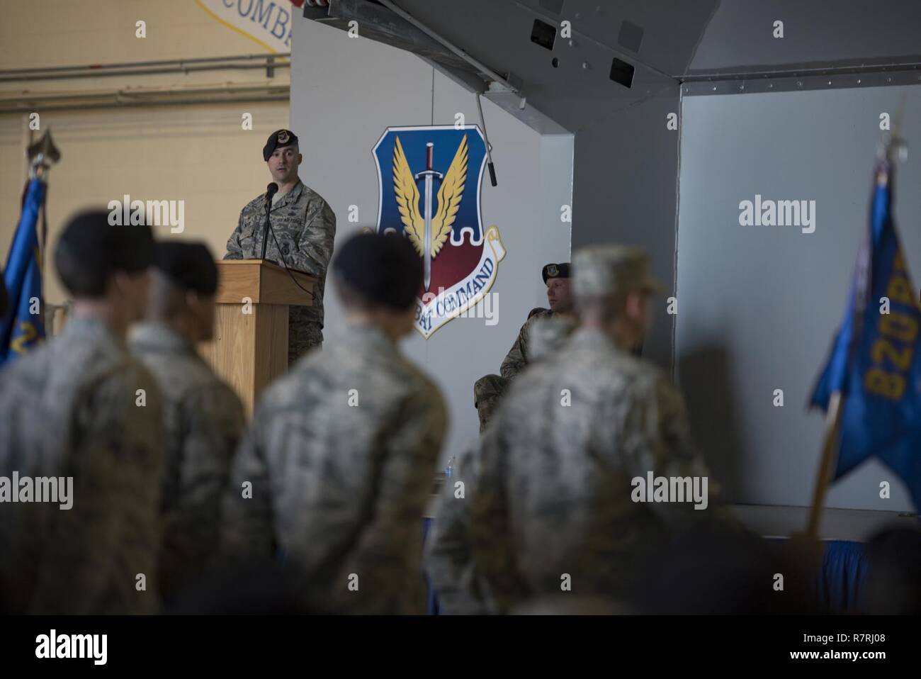 Col. Kevin Walker, 820th Base Defense Group commander, speaks during ...