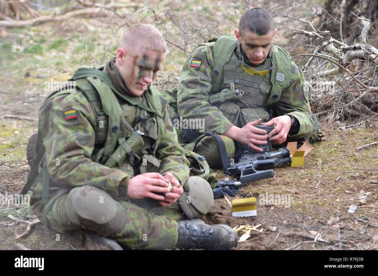Lithuanian soldiers Martynas Bukauskas and Robertas Paskovskij from the ...