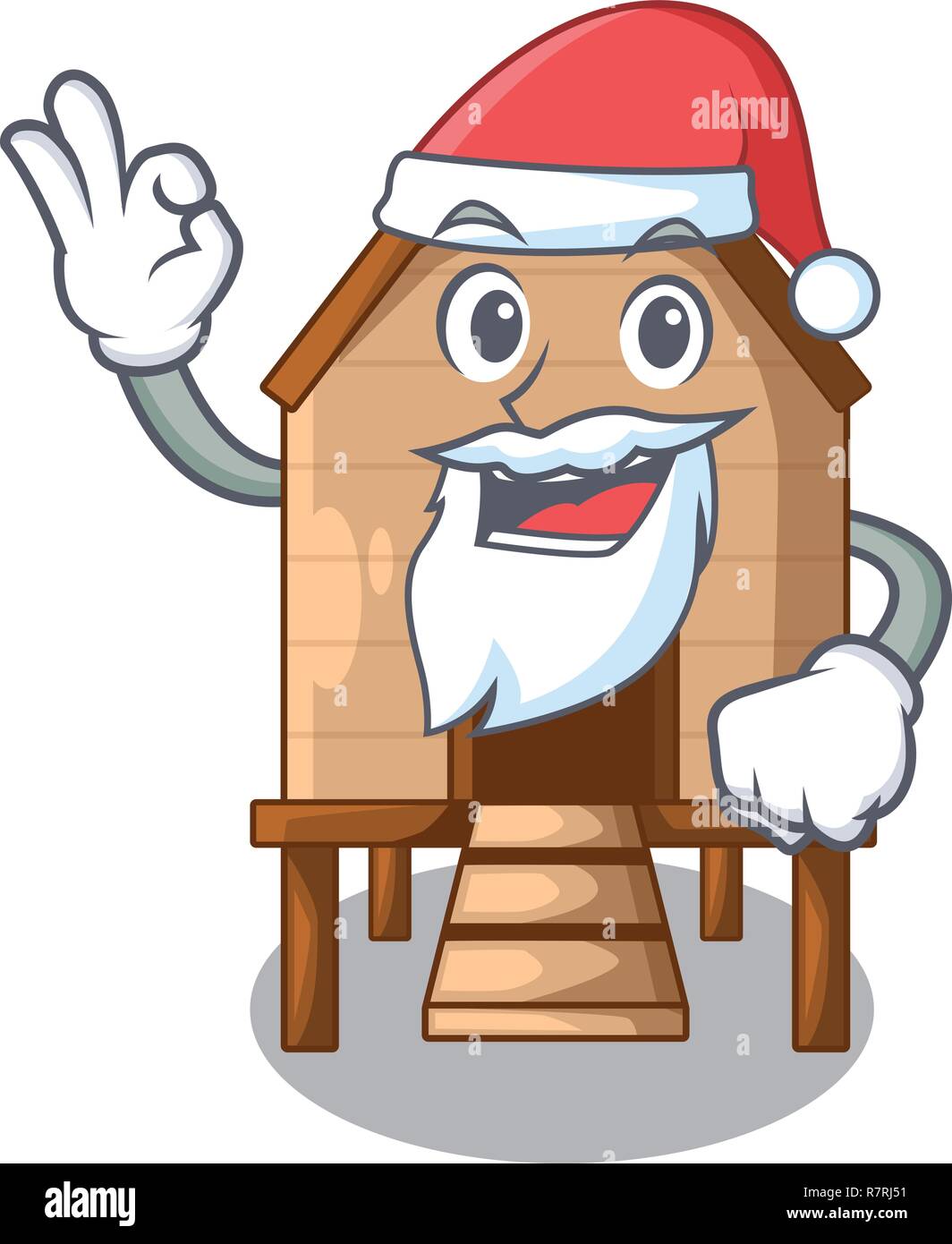 Santa chicken in a wooden cartoon coop Stock Vector Image & Art - Alamy