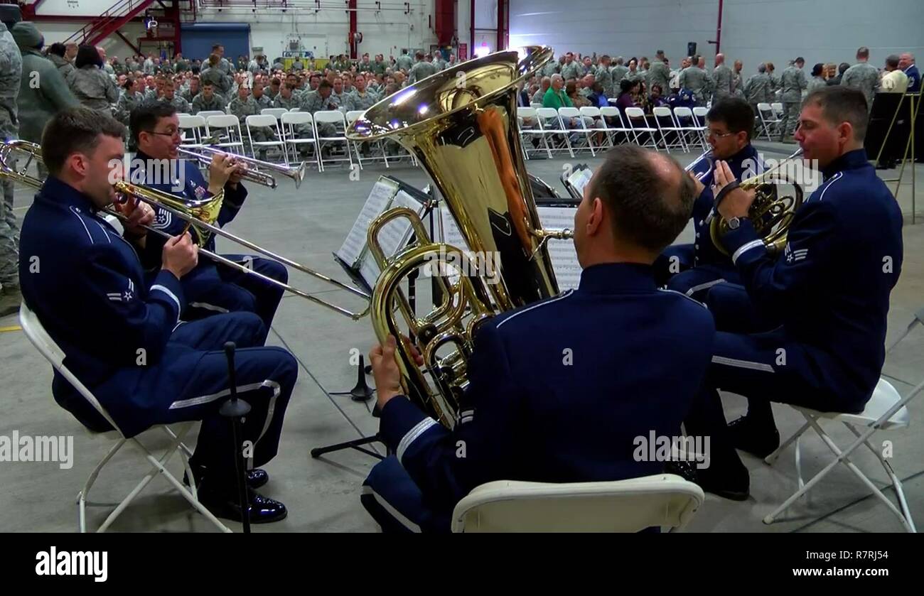 The USAF Band of the Golden West Travis Brass Quintet performs in ...