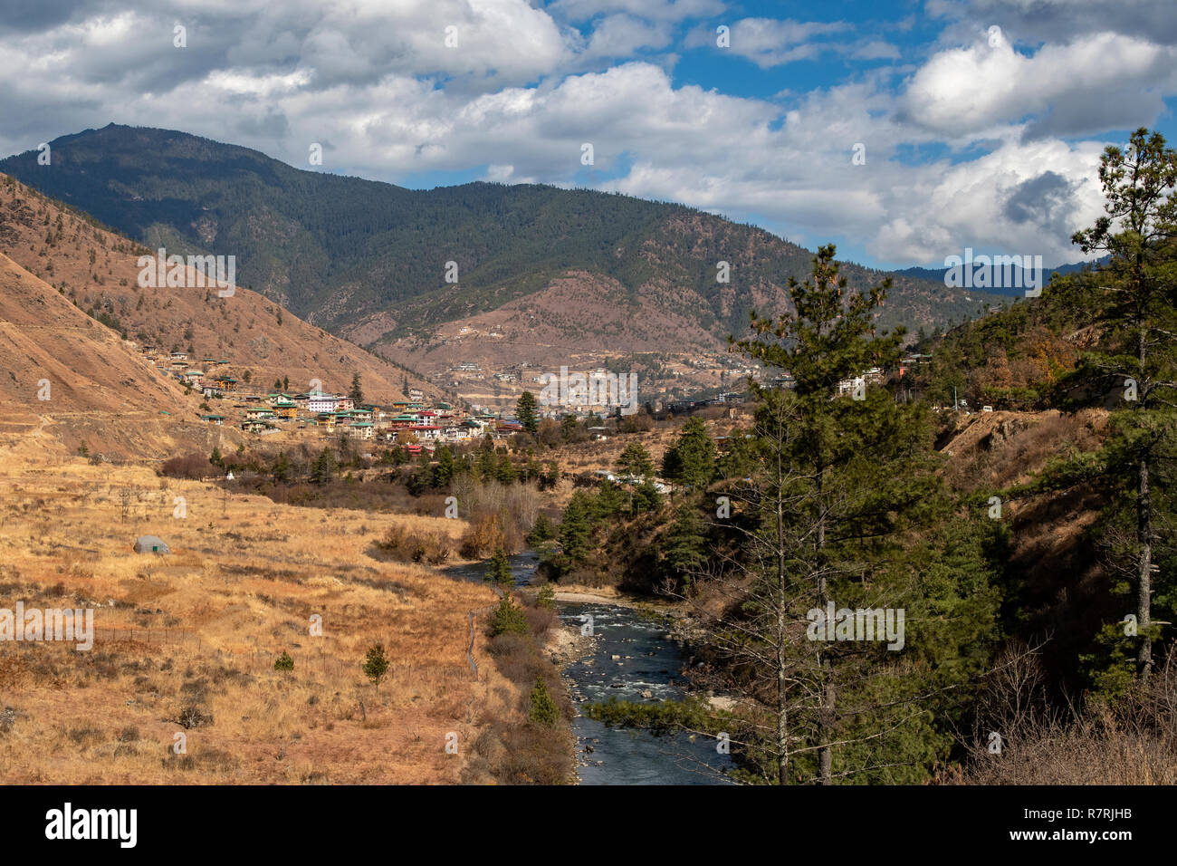 Wang Chu River and Thimphu, Bhutan Stock Photo - Alamy