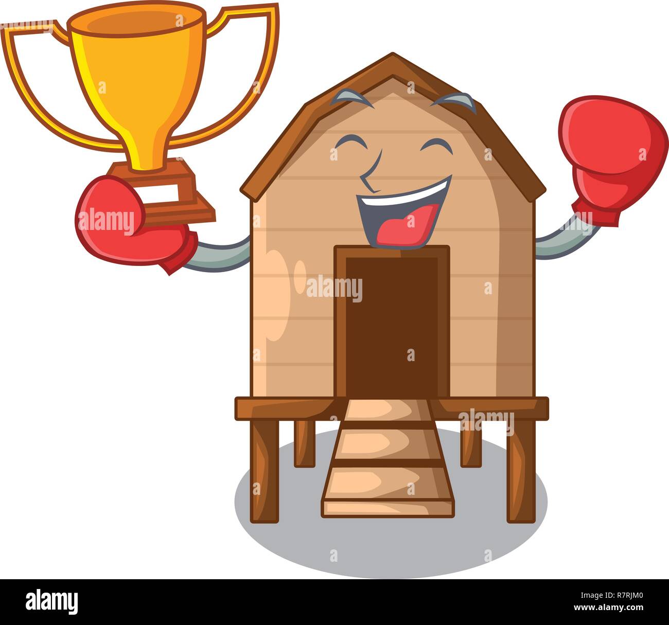 Boxing winner chicken in a wooden cartoon coop Stock Vector Image & Art ...