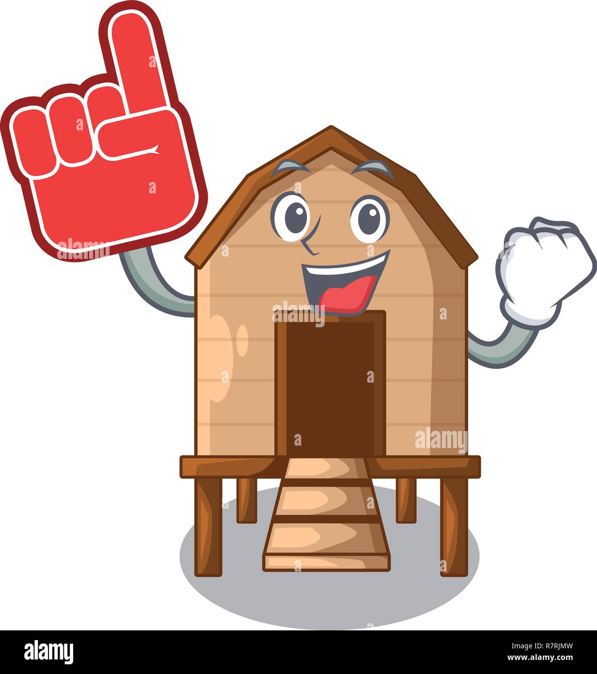Foam finger chicken in a wooden cartoon coop Stock Vector Image & Art ...