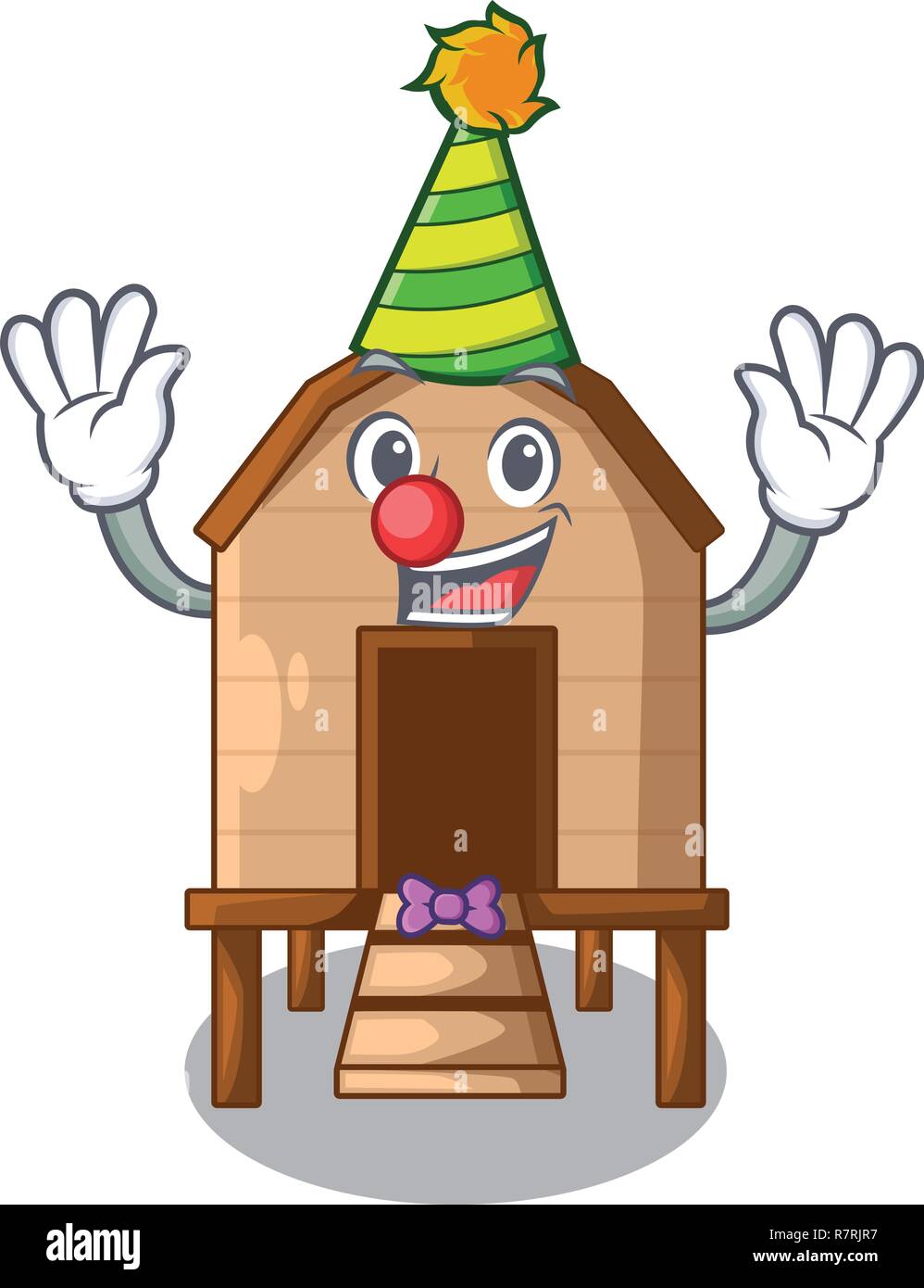 Clown chicken in a wooden cartoon coop Stock Vector Image & Art - Alamy
