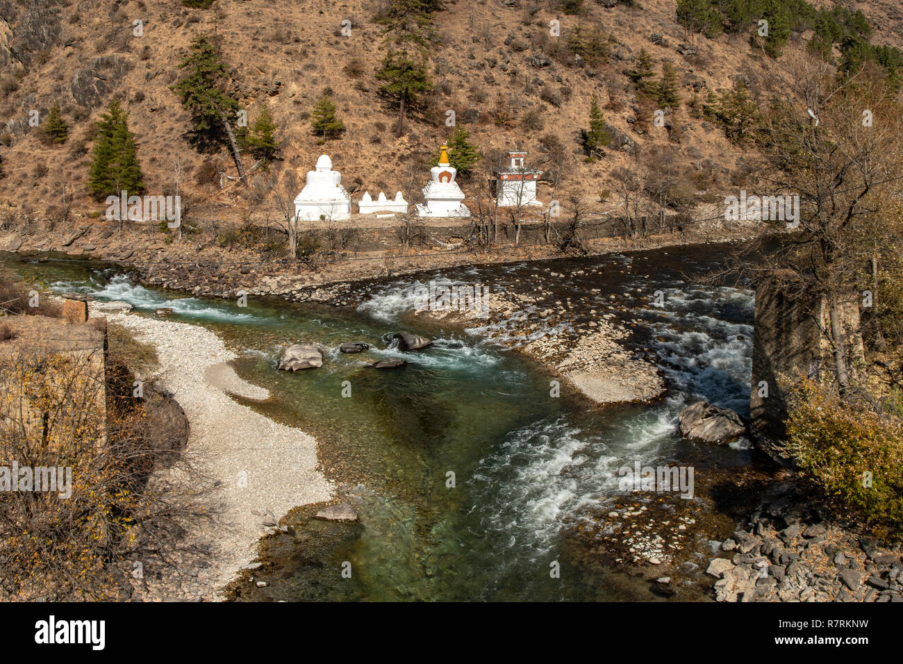 Confluence of Wang Chu and Pa Chu Rivers, Chuzom, Bhutan Stock Photo ...