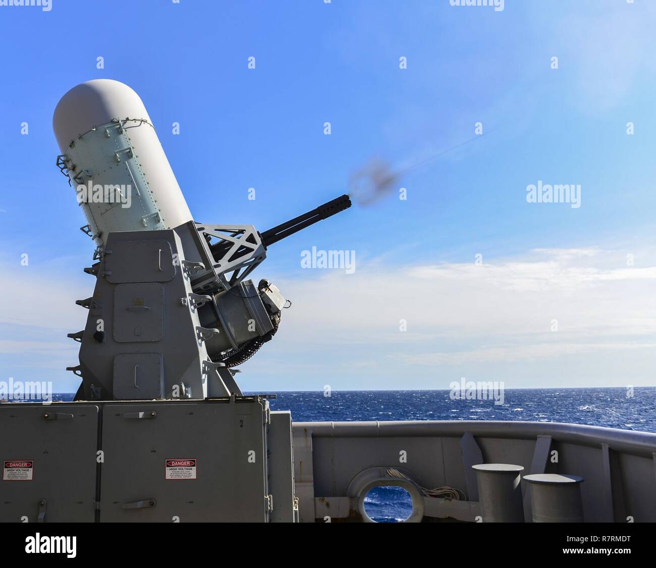 ATLANTIC OCEAN (April 4, 2017) – A close-in weapons system (CIWS) is ...