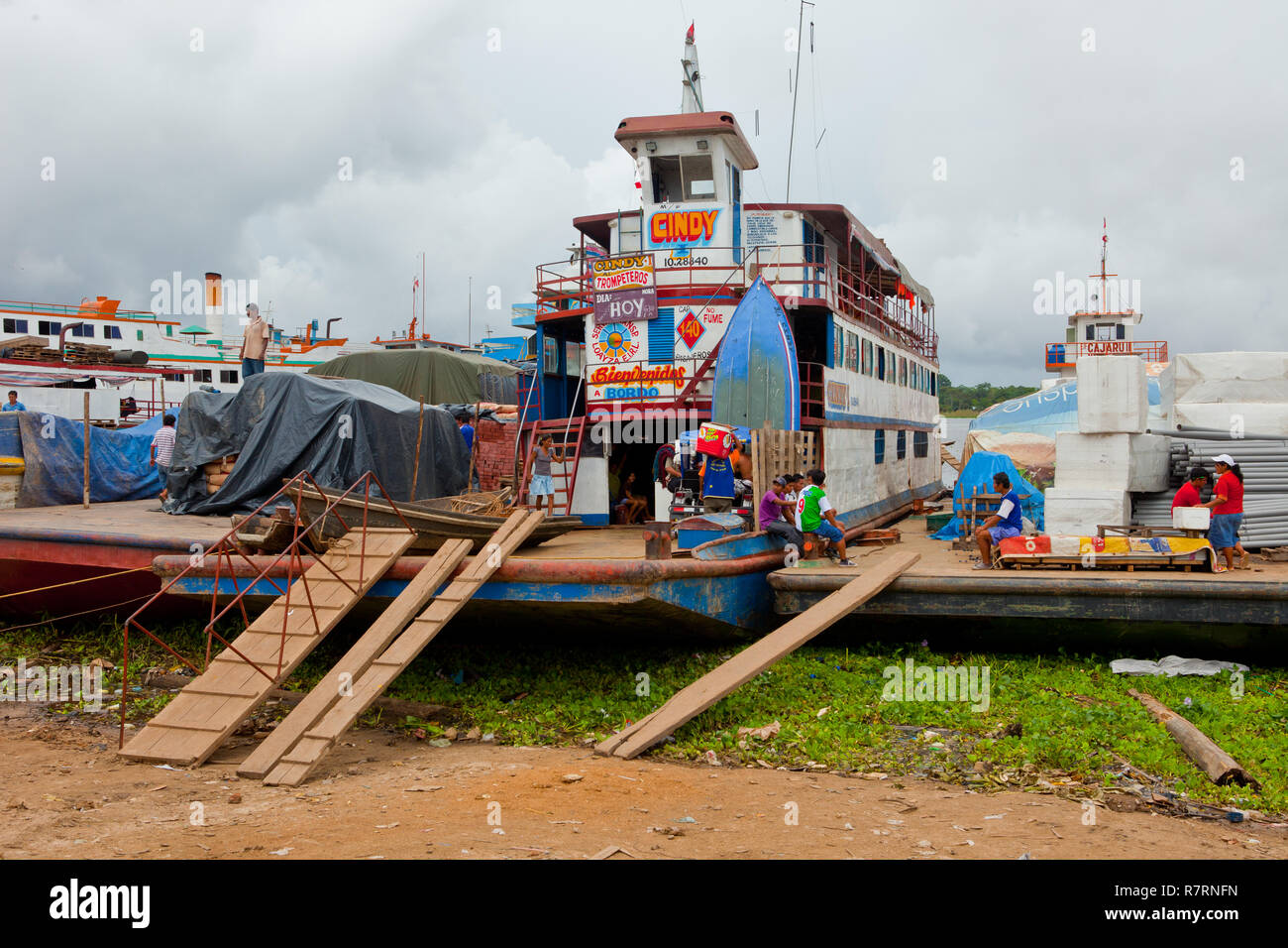Riverboats ready to sail on Amazon Stock Photo - Alamy