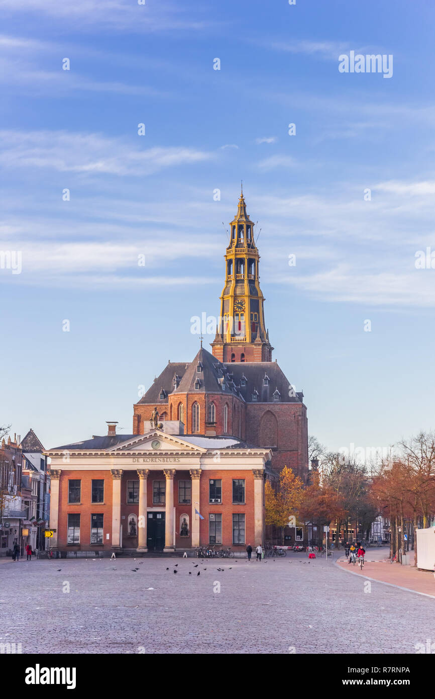 Historic Der Aa-kerk church at the fish market in Groningen ...