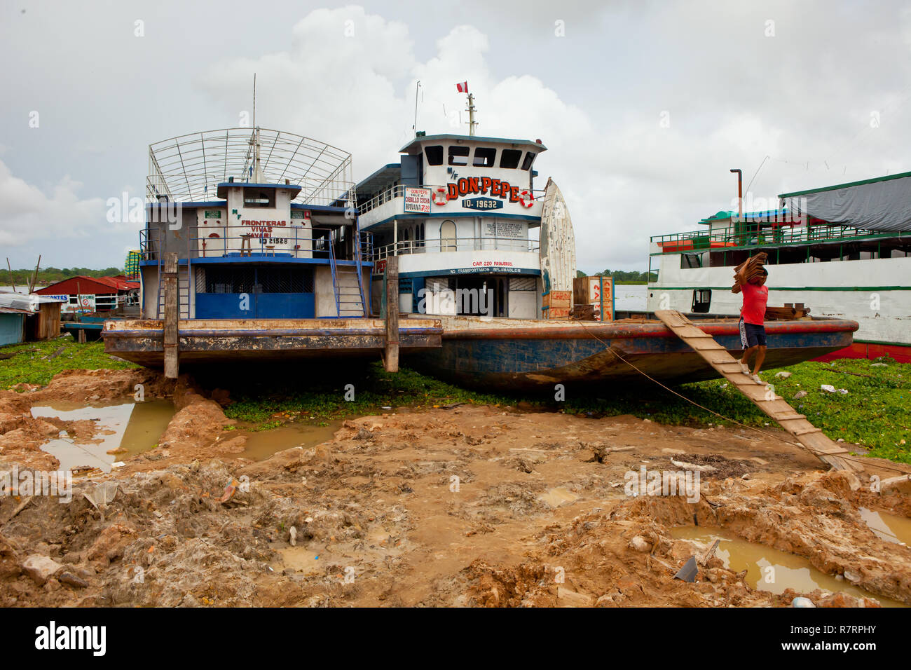 Riverboats ready to sail on Amazon Stock Photo - Alamy