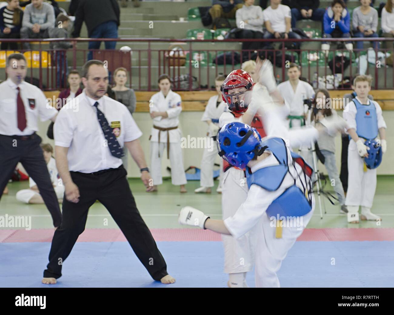 Two local Polish fighters compete during the Western Poland Open ...