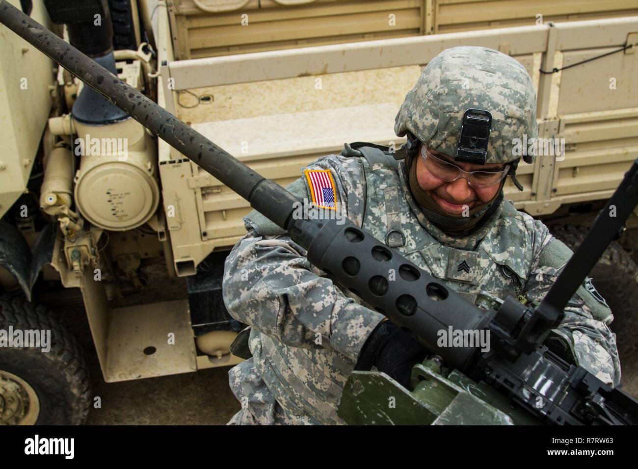 US Army Reserve Sgt. Gregory Crespin a wheeled vehicle mechanic with ...