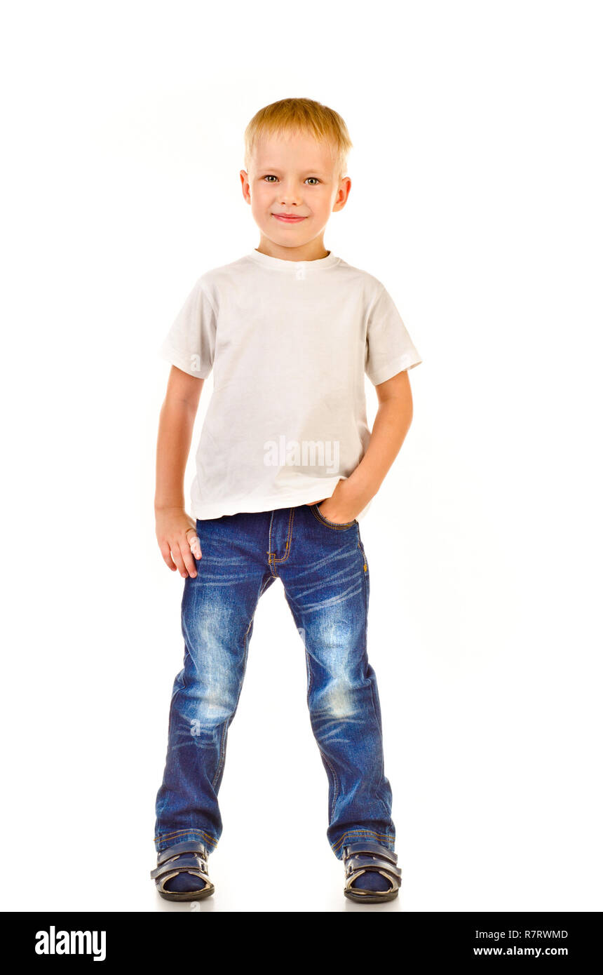 little boy isolated on a white background Stock Photo - Alamy