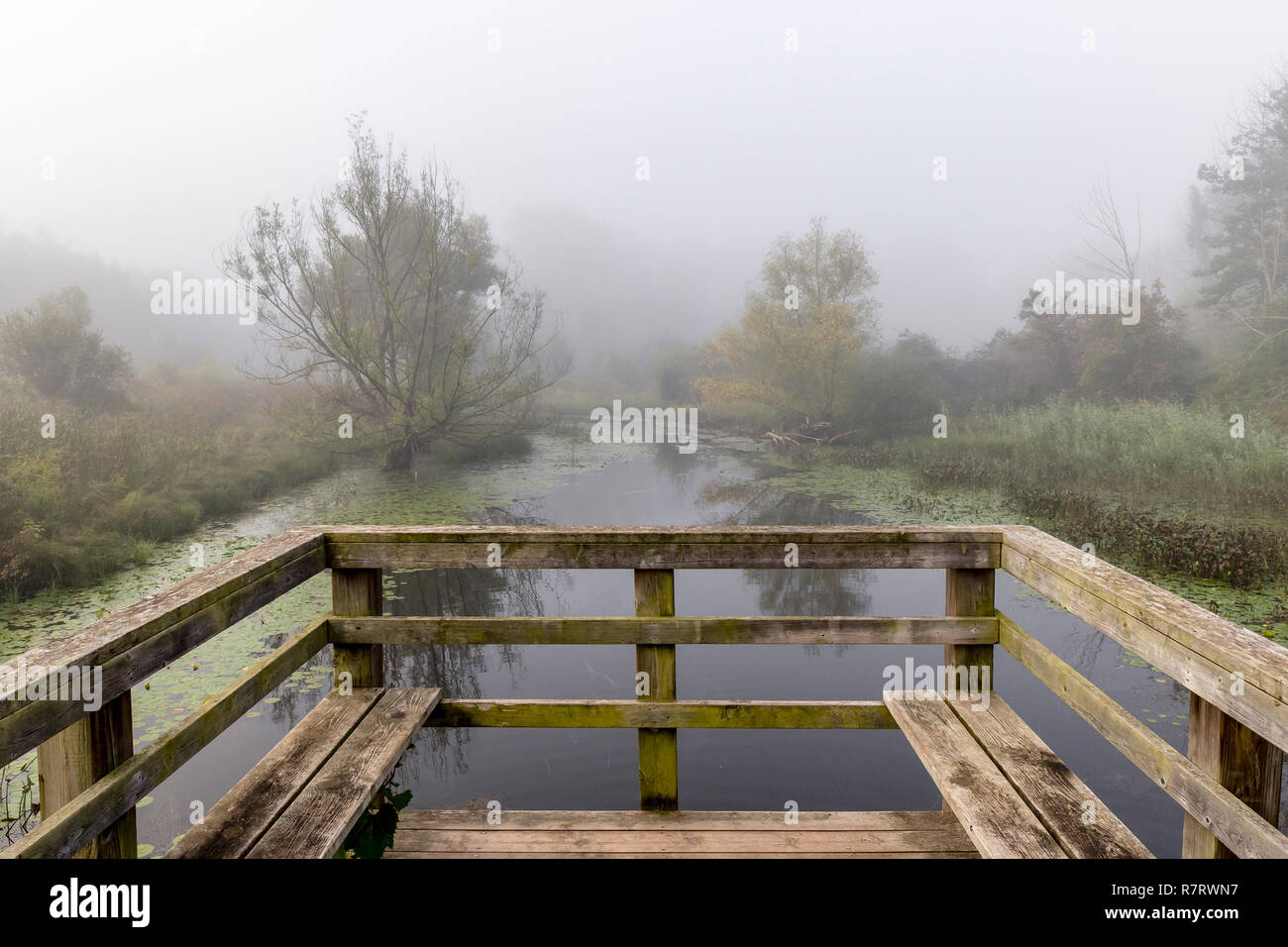 Viewing platform overlooking a river in southern Ontario, Canada on a ...