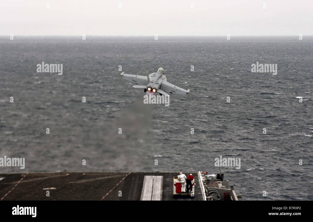 ARABIAN GULF (April 8, 2017) An E/A-18G Growler attached to the ...