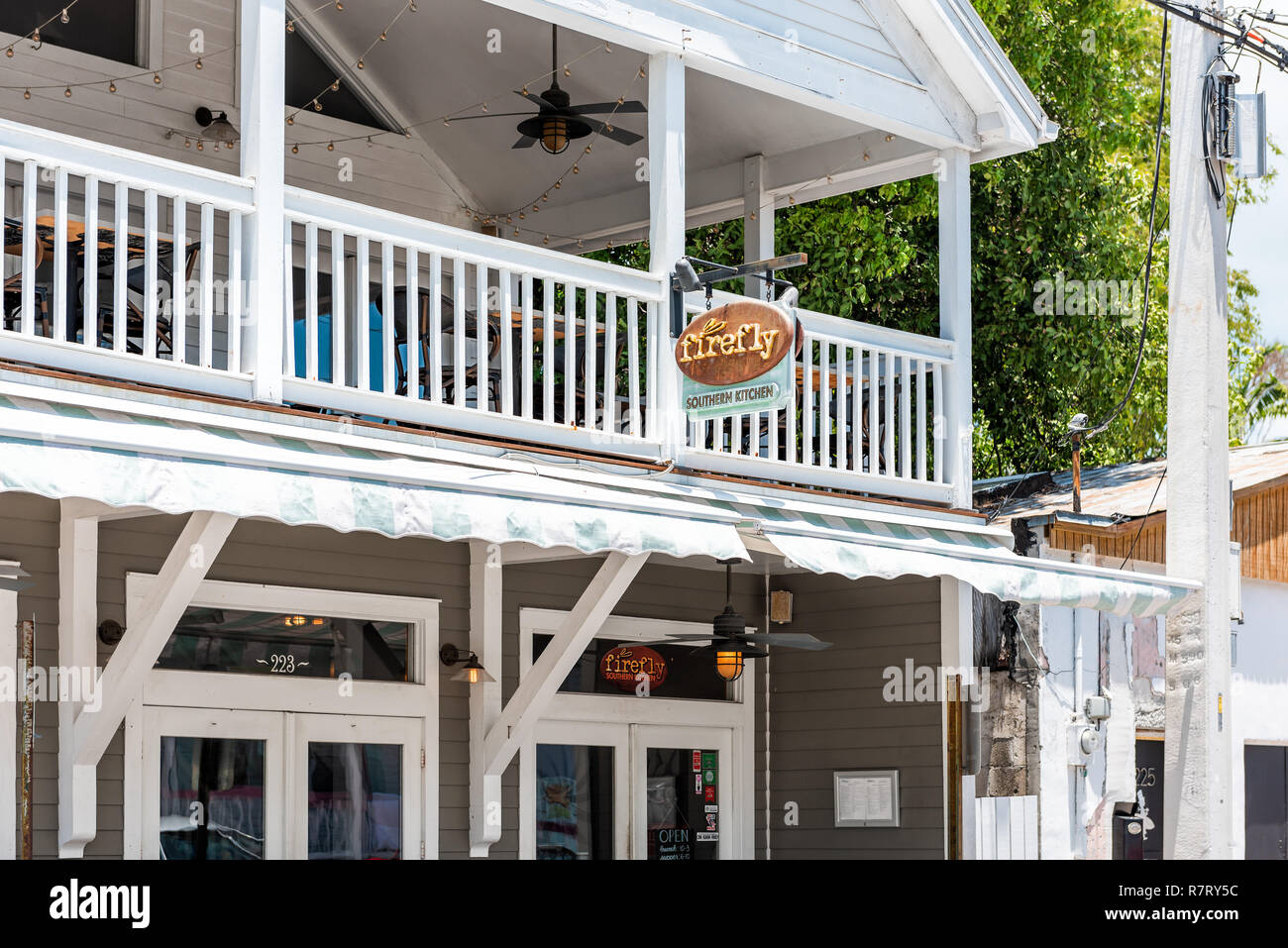 Key West, USA - May 1, 2018: Firefly southern kitchen tropical cafe or ...