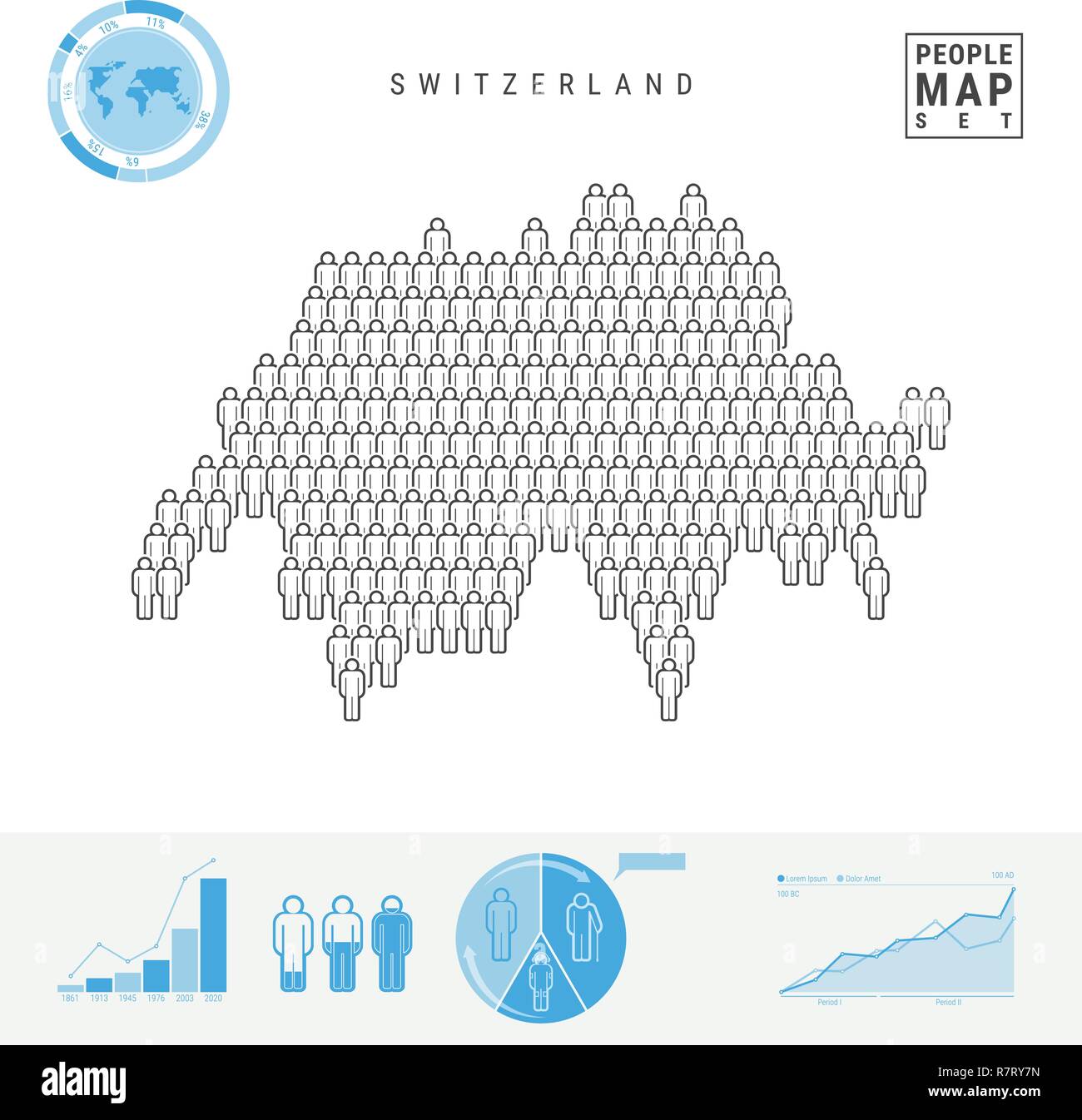 Switzerland People Icon Map. Stylized Vector Silhouette of Switzerland ...