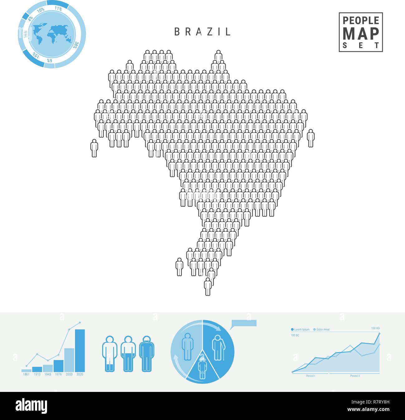 Brazil People Icon Map. Stylized Vector Silhouette of Brazil ...