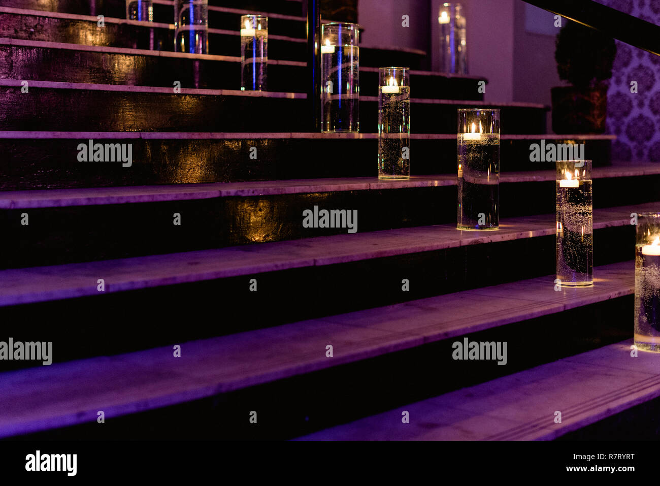 Lighted ladder with candles Stock Photo - Alamy