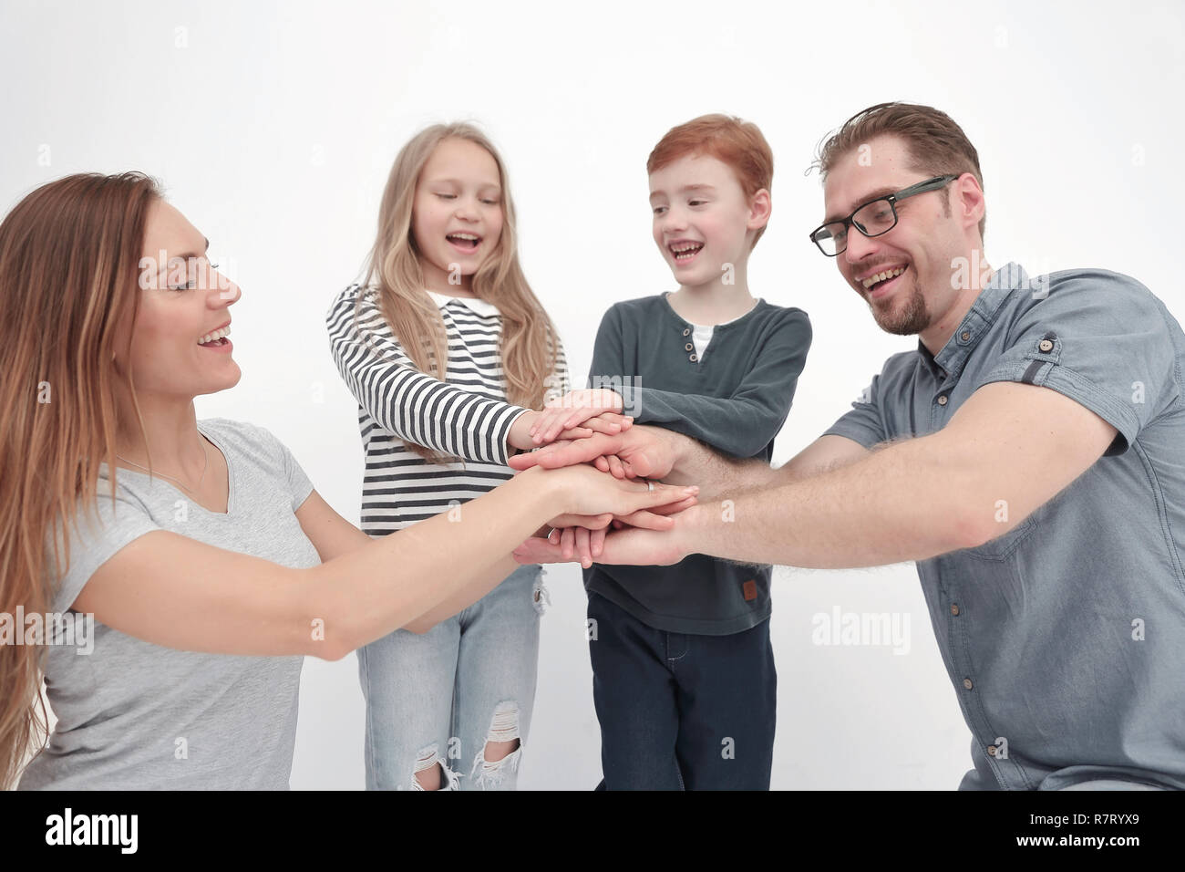 Family hand stack together hi-res stock photography and images - Alamy