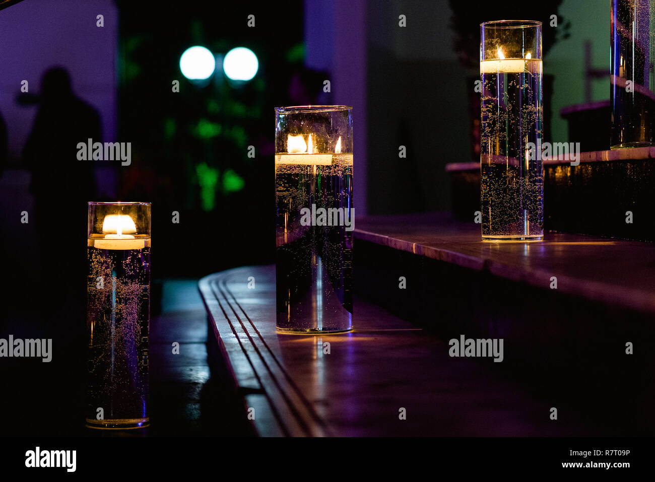Lighted ladder with candles Stock Photo - Alamy