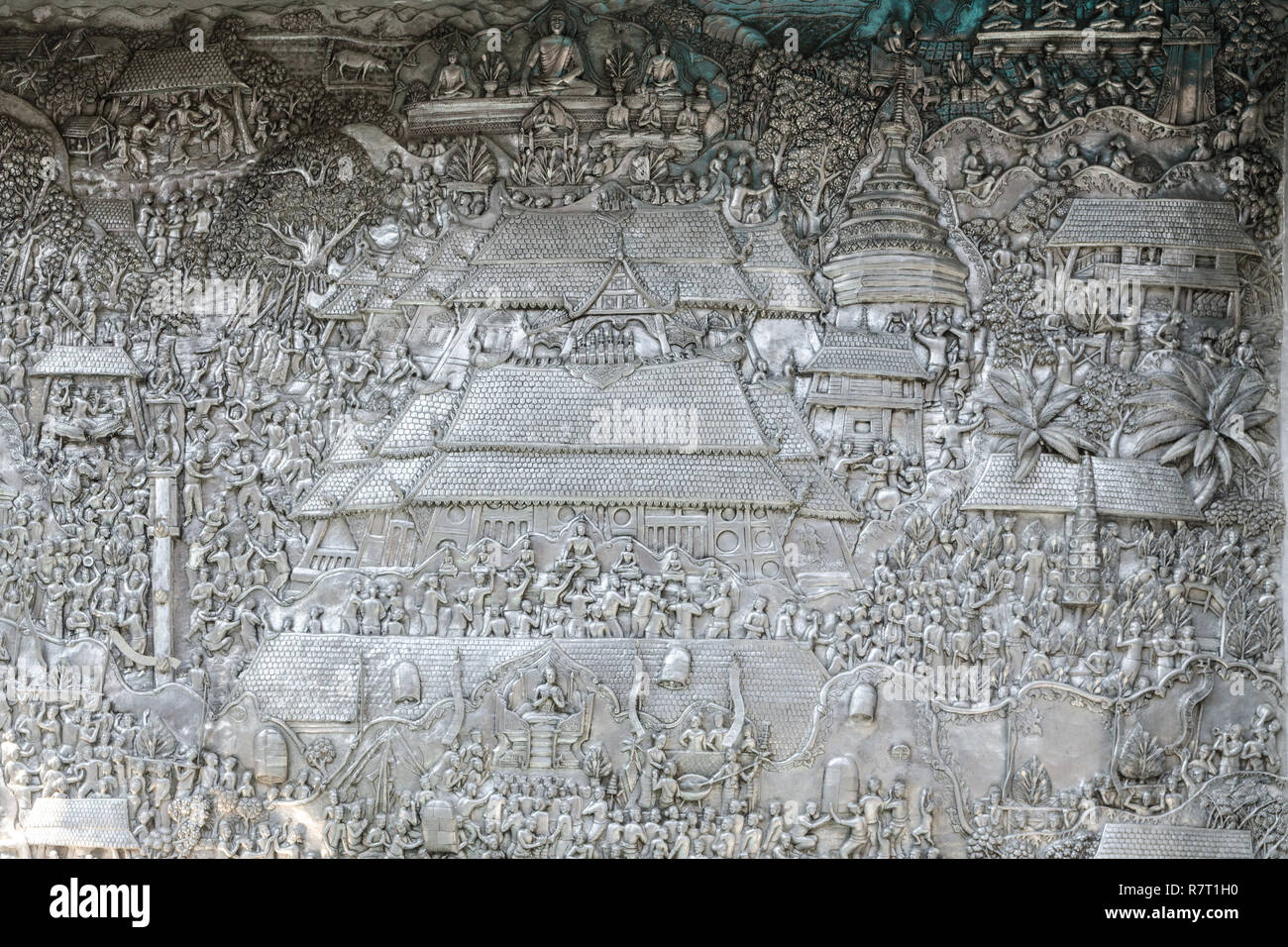 Details of the silver panels at Wat Sri Suphan or Silver Temple, Chiang ...