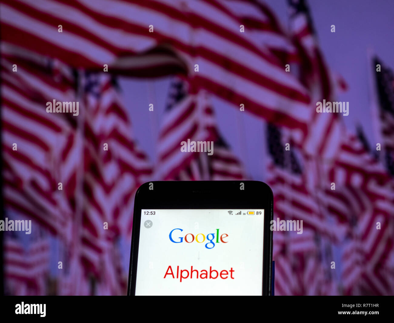 Alphabet Inc. Multinational conglomerate company logo seen displayed on ...