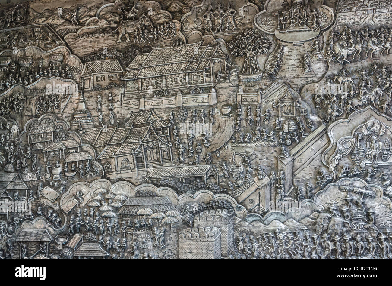 Details of the silver panels at Wat Sri Suphan or Silver Temple, Chiang ...