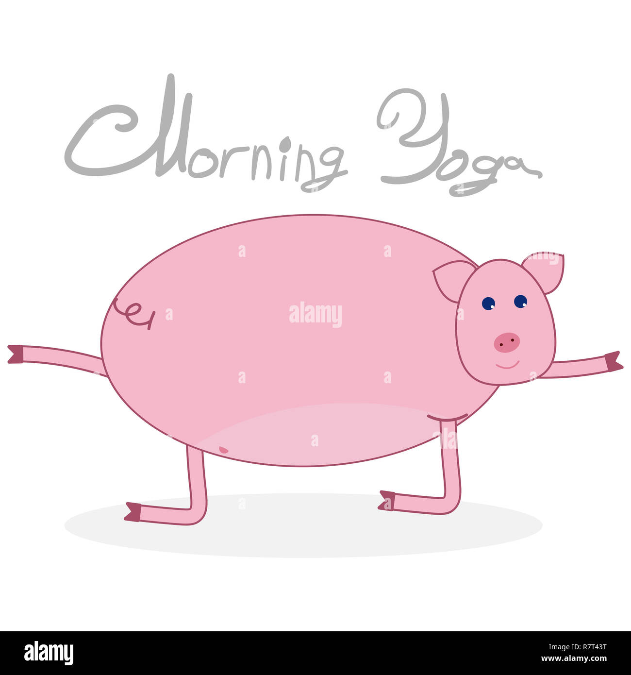 Morning yoga with a pig. Pig is engaged in gymnastics. Pig isolated on ...