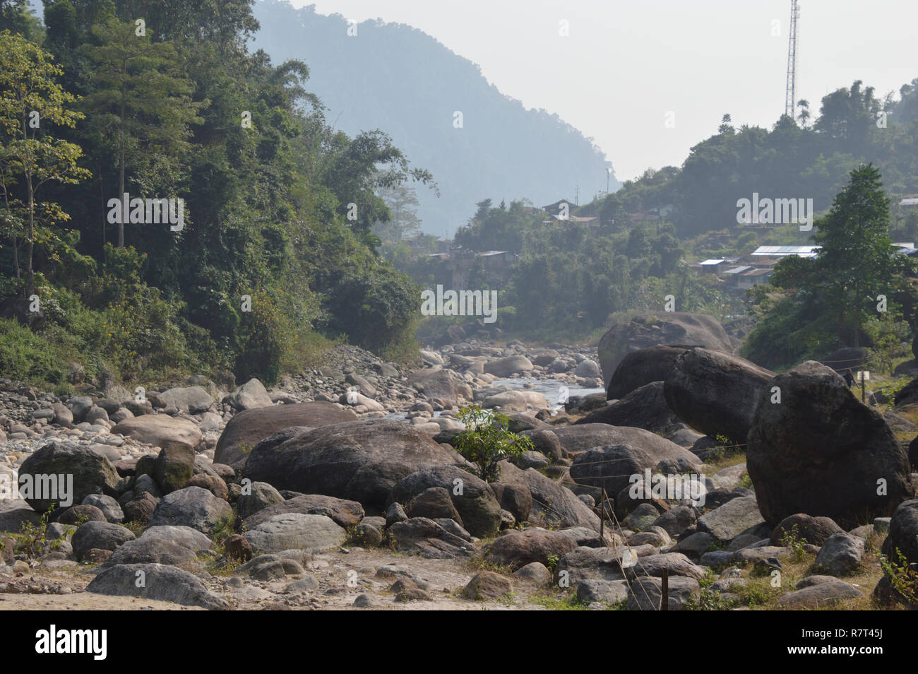 River Jaldhaka of Bhutan-India border at Bindu in Darjeeling district ...