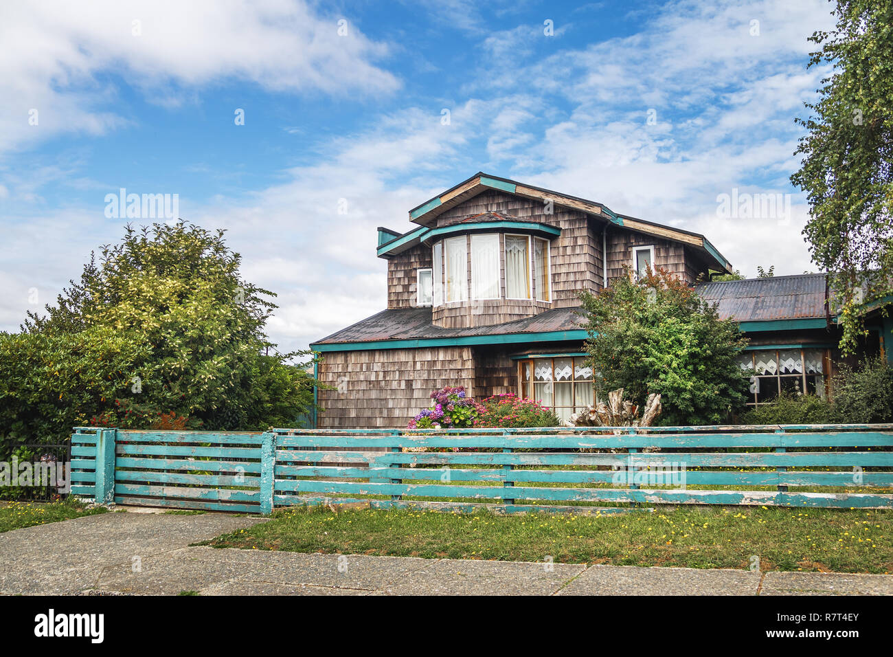 Traditional architecture houses in southern Chile - Ancud, Chiloe ...
