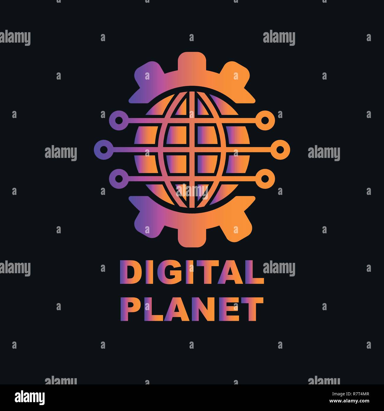 Digital tech - vector business logo template concept illustration. Gear ...