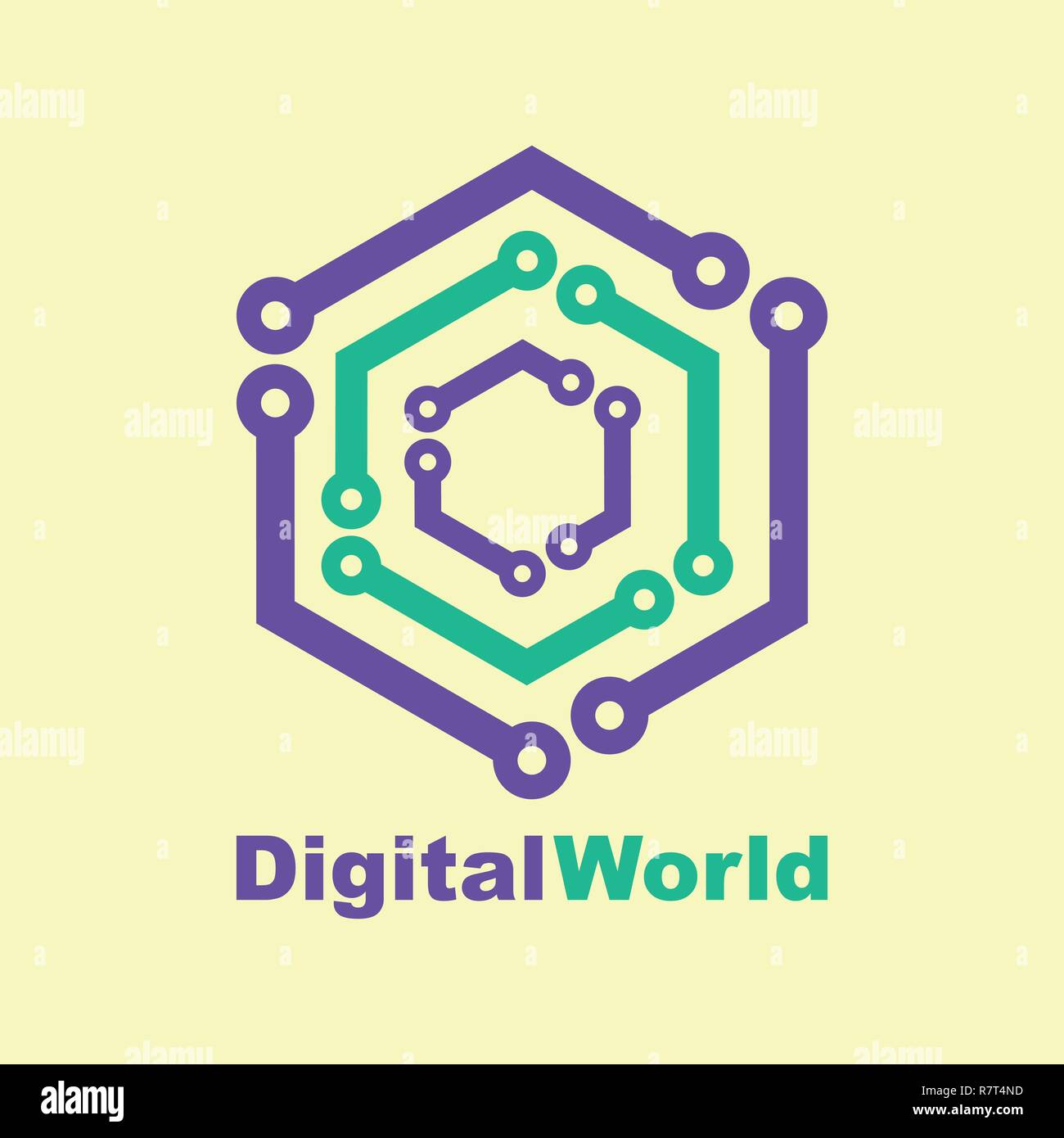 World tech logo design template. Digital World Concept Stock Vector ...